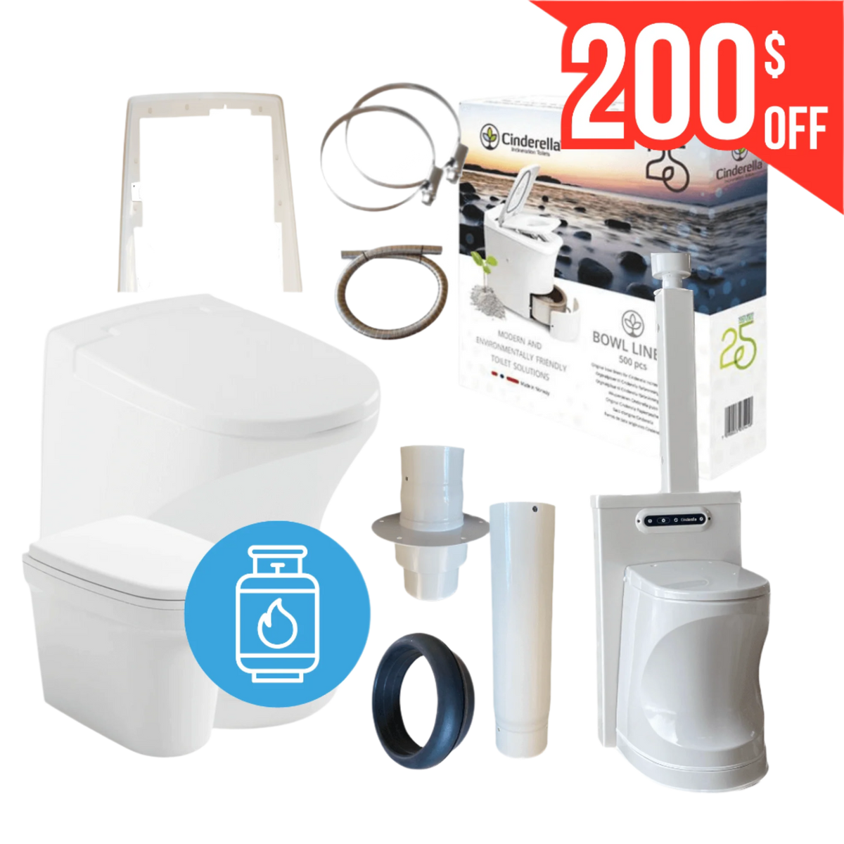 Cinderella® Travel Incineration Toilet Bundle – Sustainable Toilets